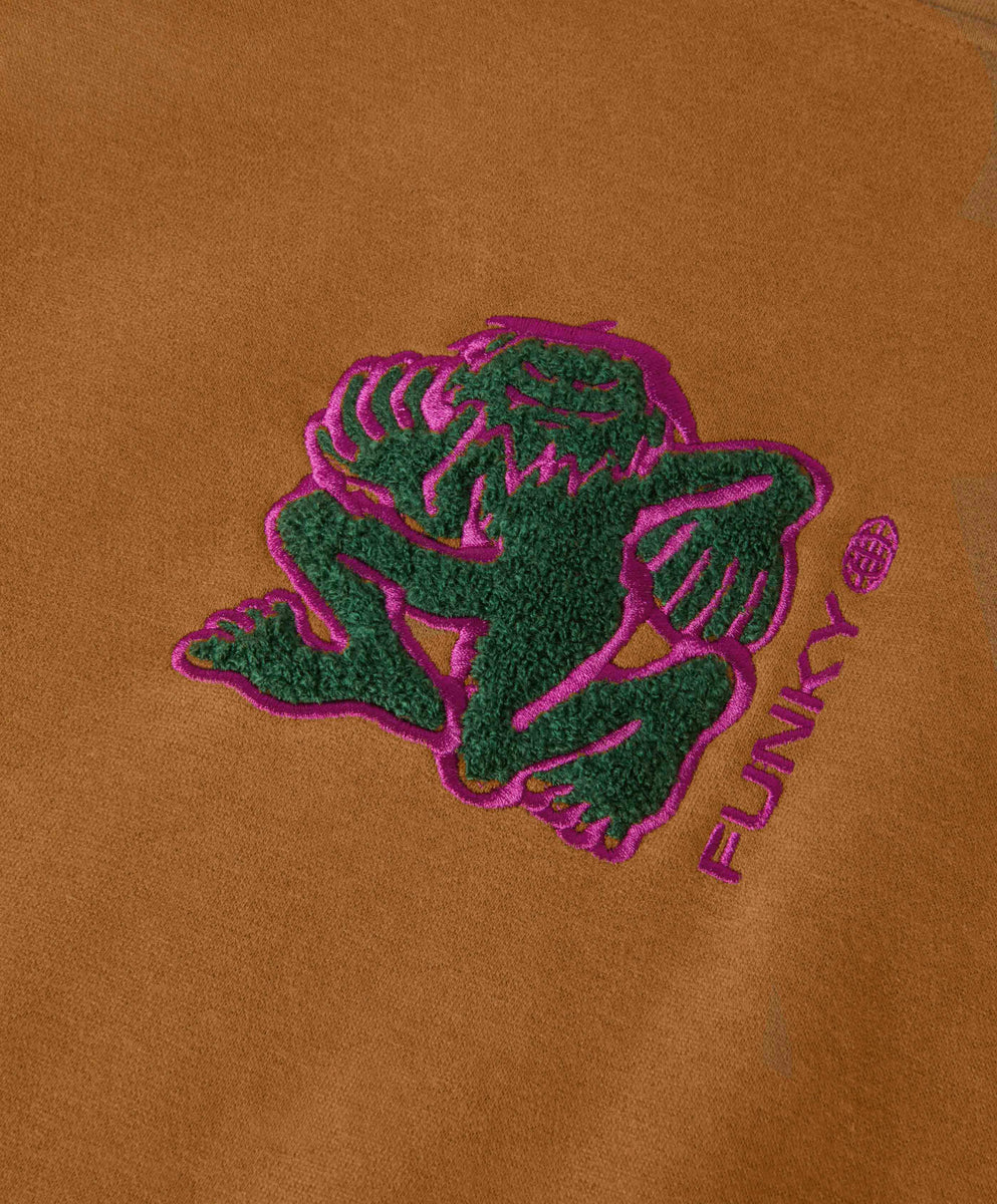 FUNKY YETI EMBROIDERY HOODIE CARAMEL – Funkysnowboards