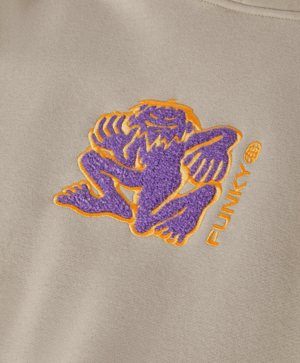 FUNKY YETI EMBROIDERY HOODIE SAND – Funkysnowboards